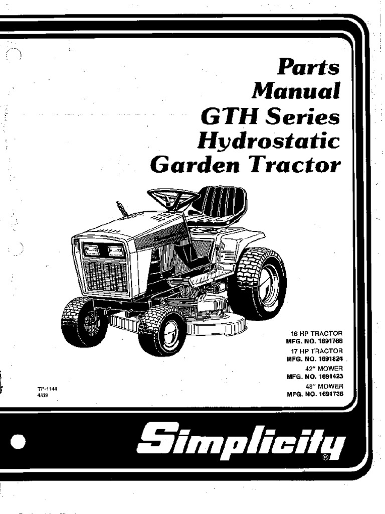 Simplicity 16 GTH Owners Manual | PDF