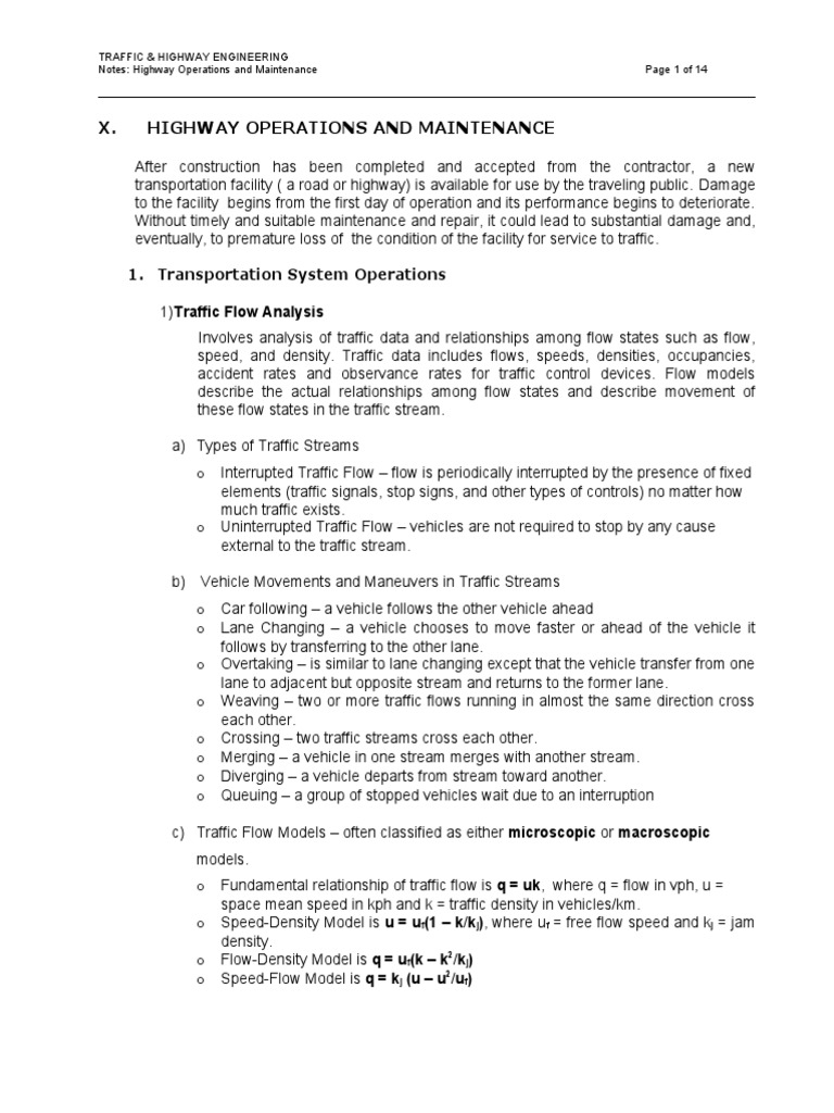 Notes On Highway Operations & Maintenance | Download Free PDF | Traffic ...