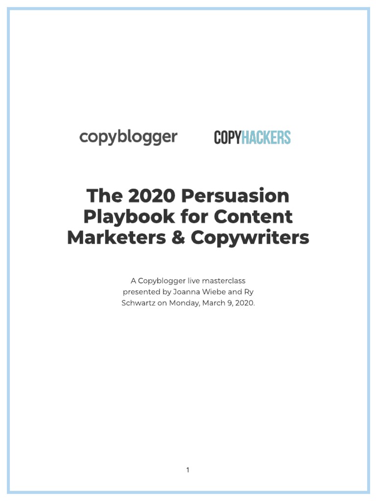 2020 Persuasion Playbook For Digital Marketers | PDF