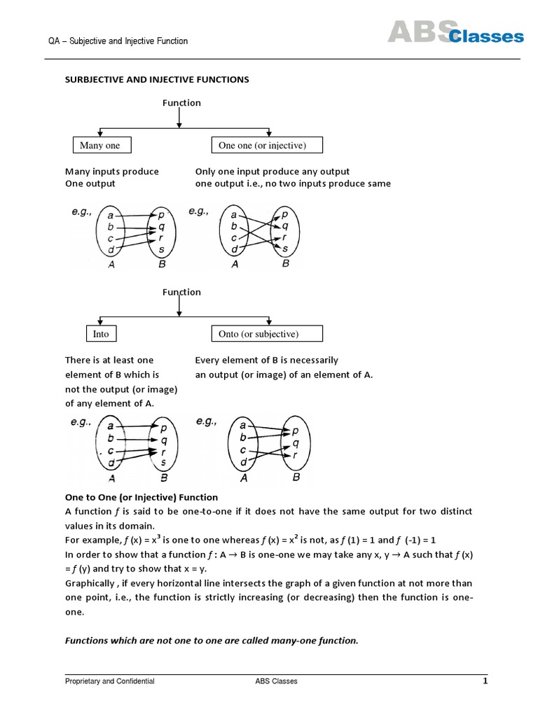 Subjective & Injective Functions | PDF | Function (Mathematics) | Logic