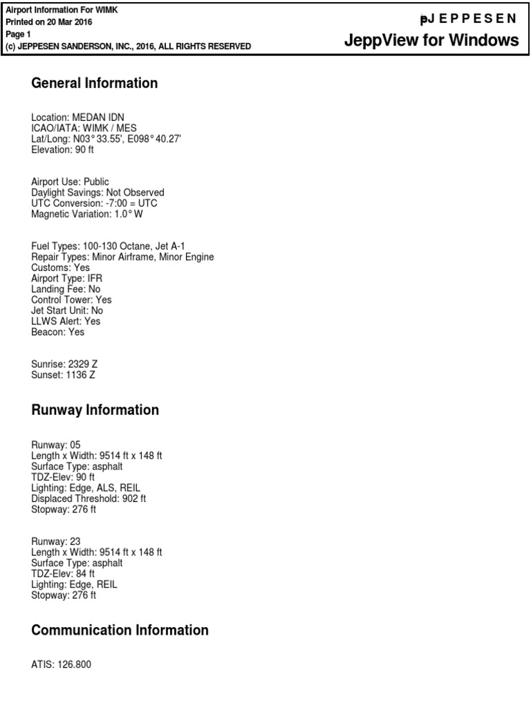 Jeppview For Windows: General Information General Information | PDF | Runway | Airport