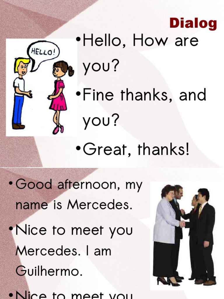 Simple English Greetings Dialogues | PDF | Lifestyle