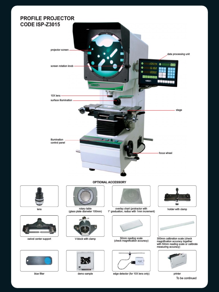 Profile Projector CODE ISP-Z3015: Optional Accessory | PDF | Mirror ...