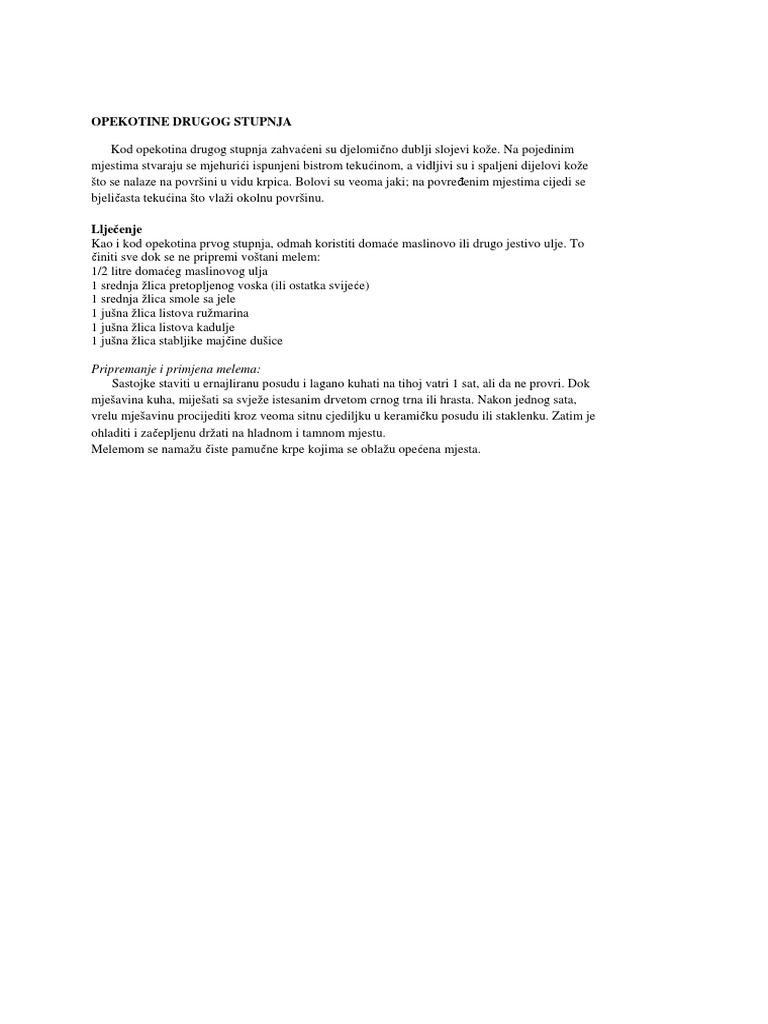 Opekotine Drugog Stupnja PDF | PDF