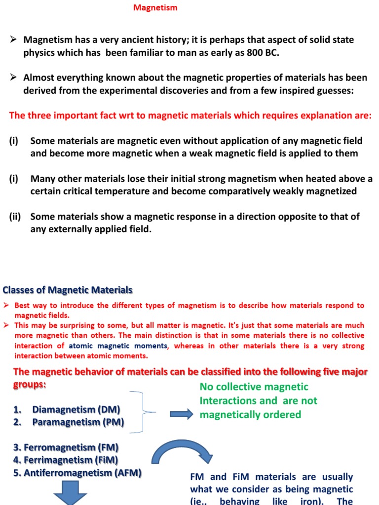 Magnetic Materials - 1 | PDF | Ferromagnetism | Magnetism