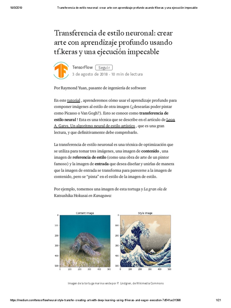 Transferencia de Estilo Neuronal - Crear Arte Con Aprendizaje Profundo ...