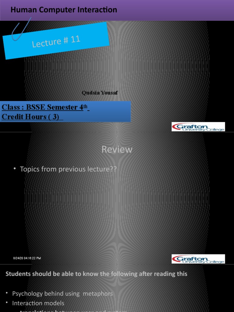 Lecture # 11: Human Computer Interaction Human Computer Interaction | PDF | Graphical User ...