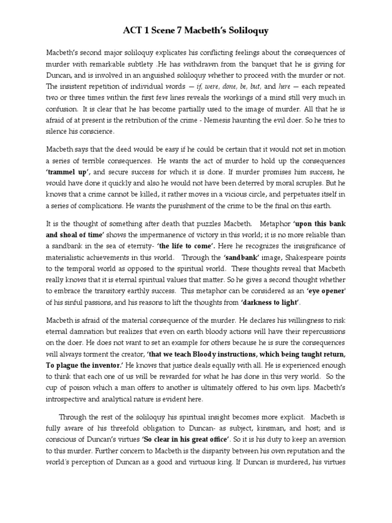 Act 1 Scene 7 Macbeth Soliquy | PDF | Macbeth | Angel