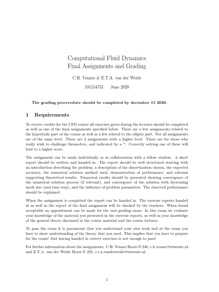 Assignment CFD | PDF | Computational Fluid Dynamics | Fluid Dynamics