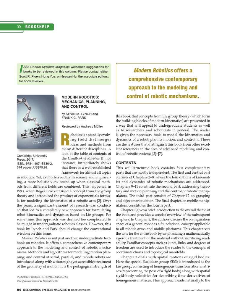 Modern Robotics Offers A: Comprehensive Contemporary Approach To The ...