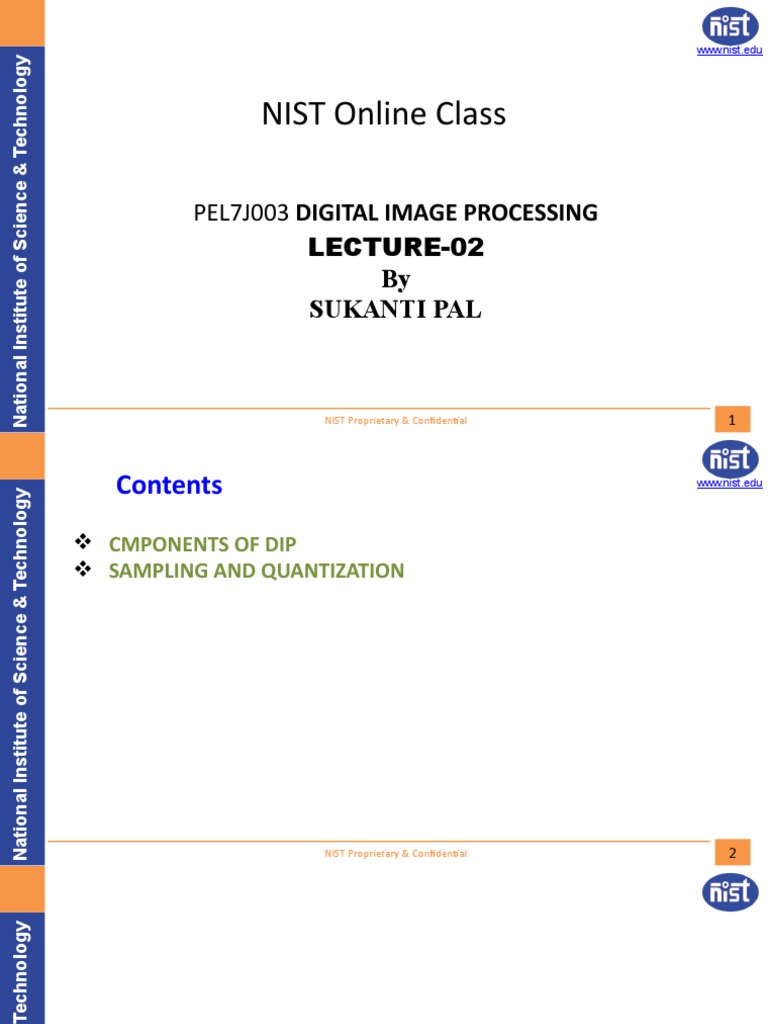 NIST Online Class: Pel7J003 Digital Image Processing Lecture-02 | PDF