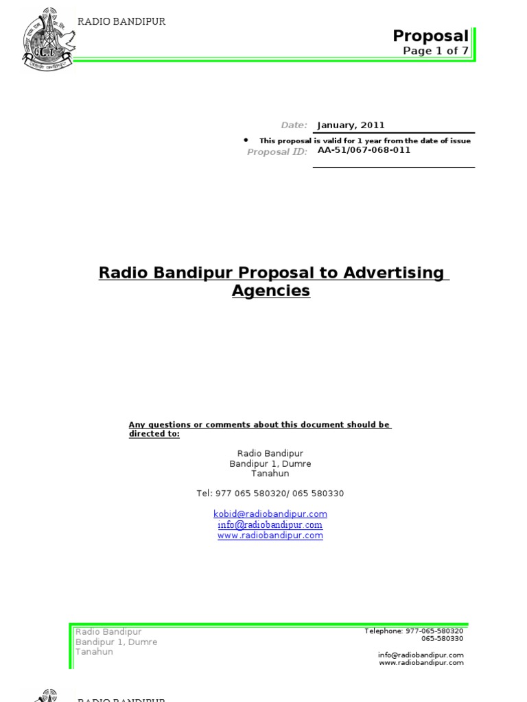 Radio Proposal | Contractual Term | Advertising