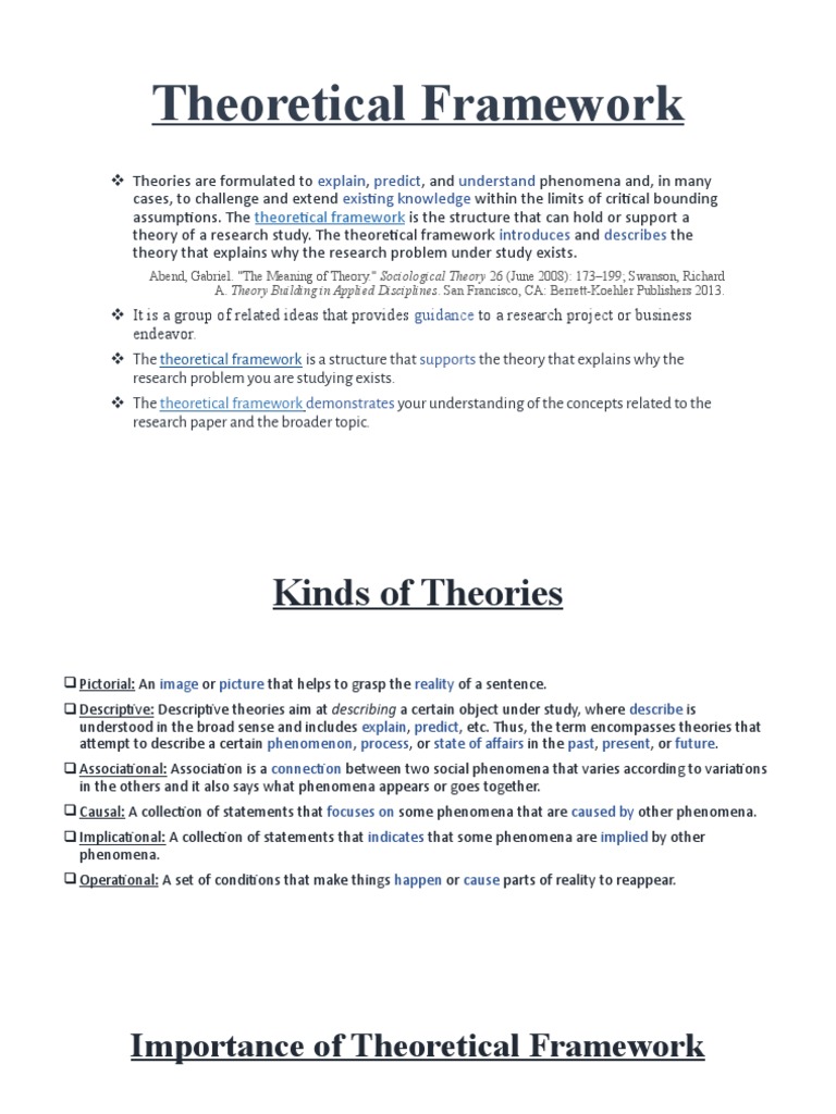 A Comprehensive Overview of Theoretical Frameworks: Their Structure ...