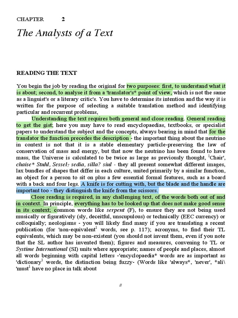 Analysis of Text | PDF | Translations | Word