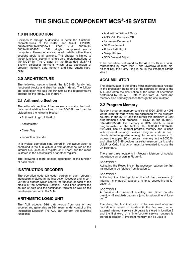 The Single Component Mcs - 48 System | Download Free PDF | Central Processing Unit | Subroutine