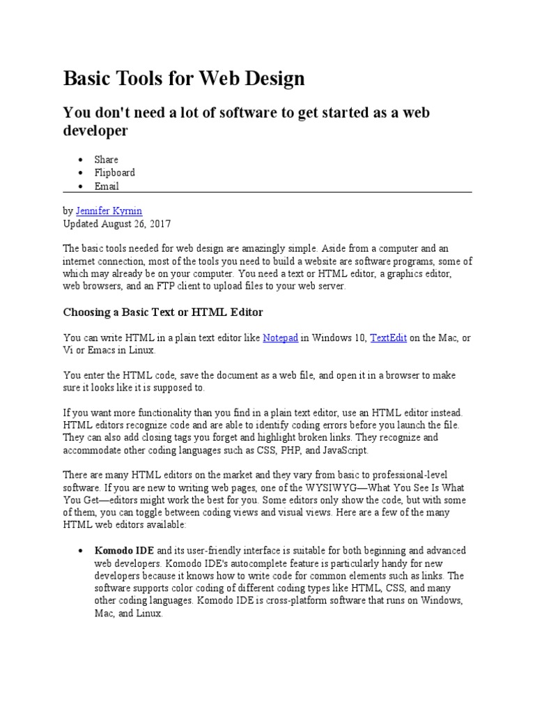 Basic Tools For Web Design | PDF | Web Design | Websites