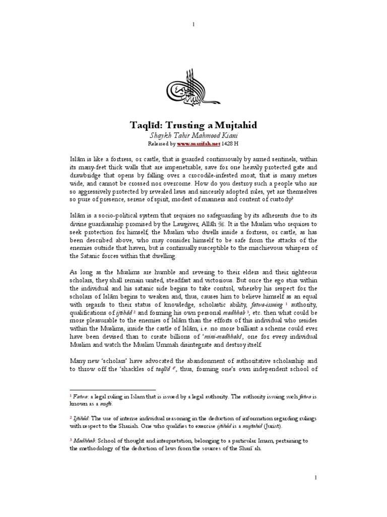 Understanding Taqlid in Islam | PDF | Sharia | Religious Law
