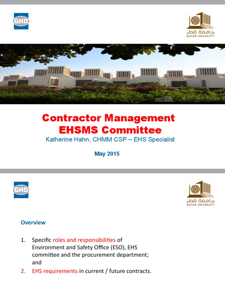 QU EHSMS Training - Contractor Management Training Presenstation | PDF ...