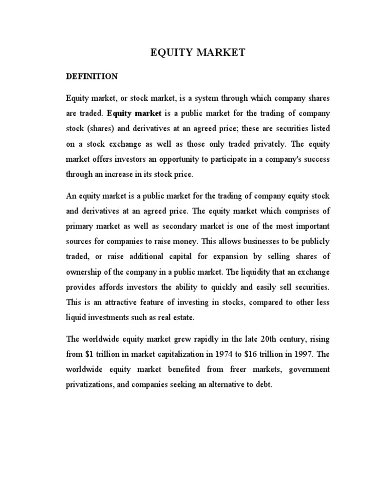 Equity Market | PDF | Financial Markets | Stocks
