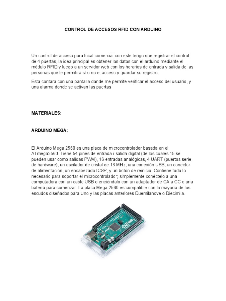Control de Accesos Rfid Con Arduino | PDF | Arduino | Wifi