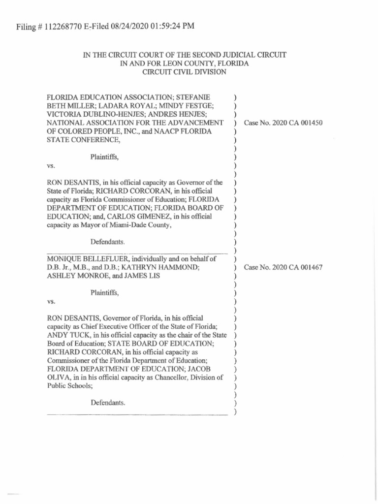 Florida Judge Order | PDF | Injunction | Burden Of Proof (Law)