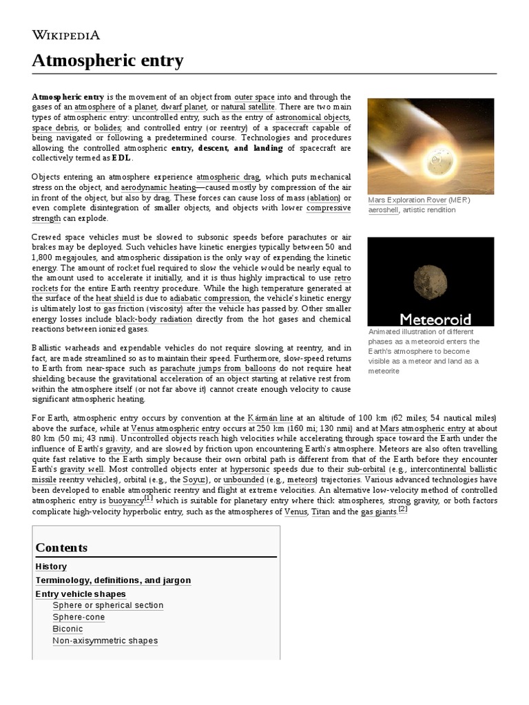 Atmospheric Entry: Atmospheric Entry Is The Movement of An Object From ...