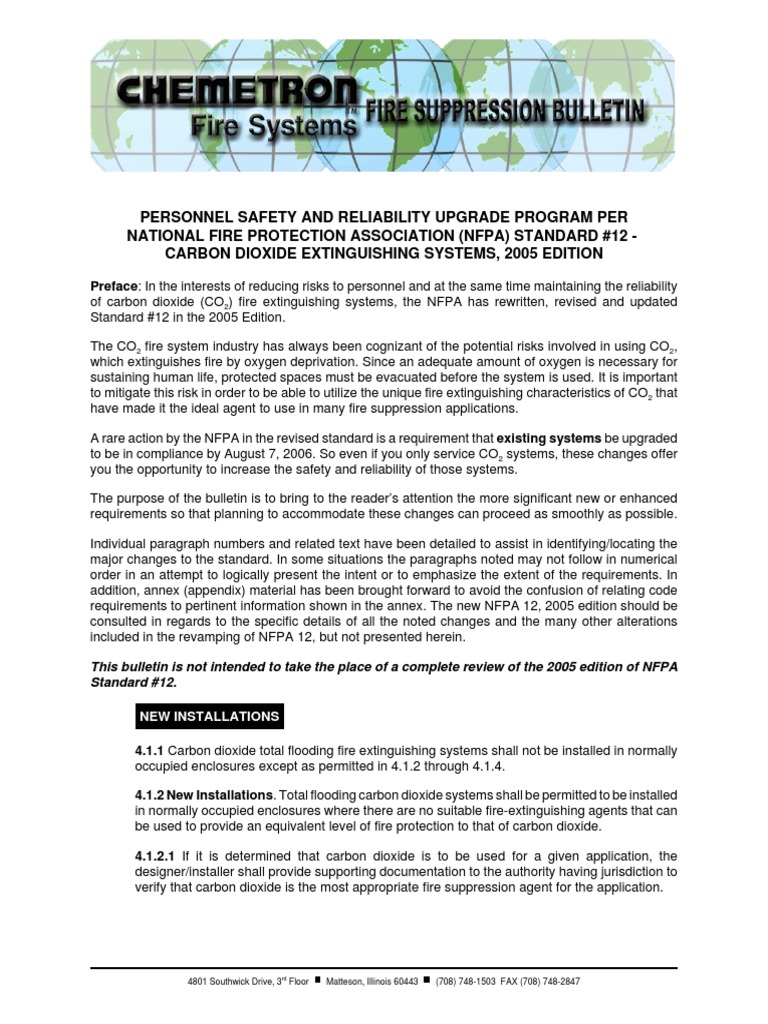 NFPA 12 - 2005 Modif. Bulletin PDF | PDF | Carbon Dioxide | Firefighting