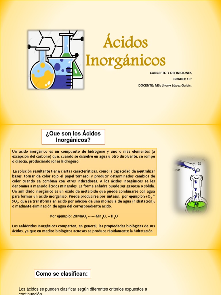 Acidos Inorganicos 10° | PDF | Ácido | Ácido sulfúrico