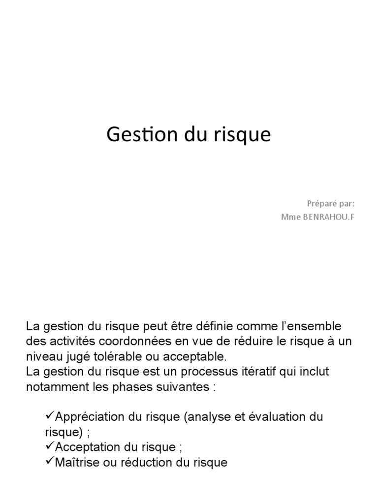 TD Gestion Du Risque | PDF | Risque | Gestion des risques
