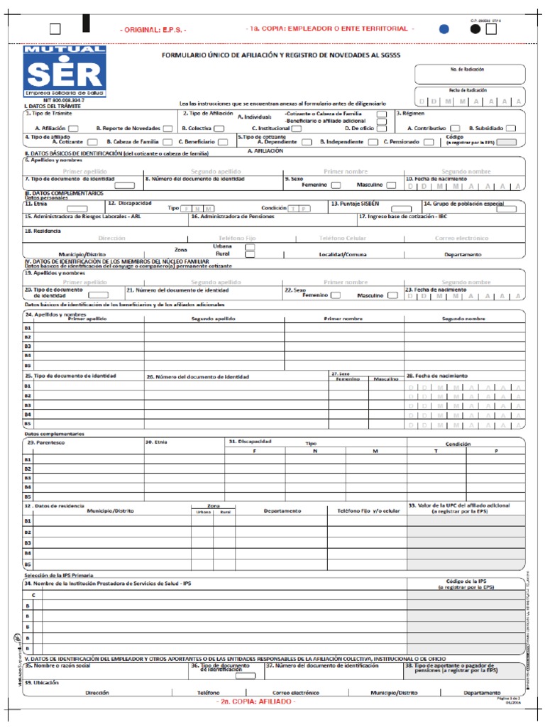 Formulario Mutual Ser PDF | PDF