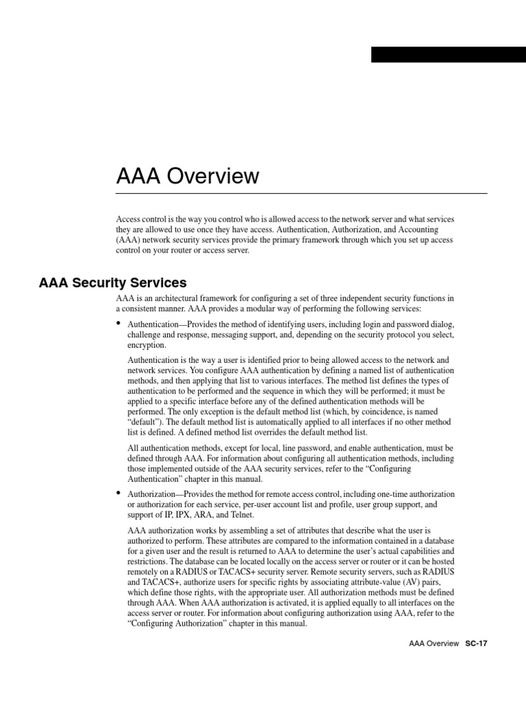 AAA Overview Security Services SC-18 | PDF | Radius | Computer Security