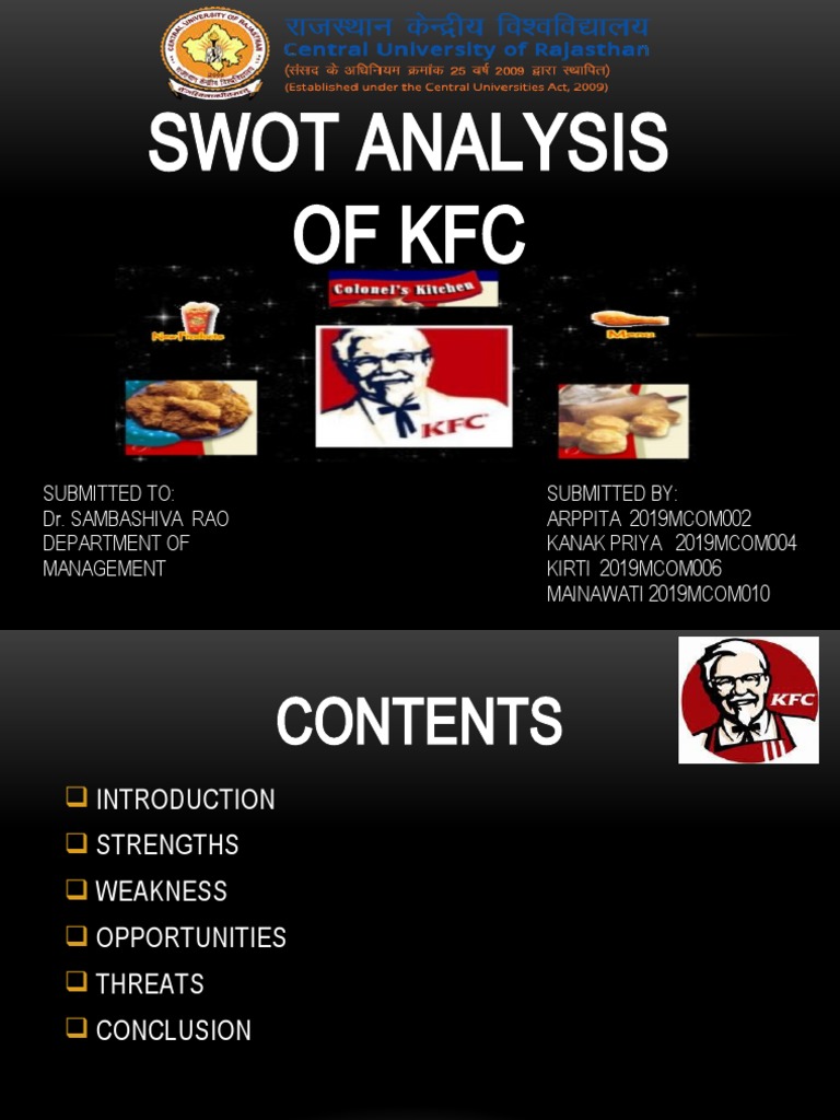 Swot Analysis of KFC | PDF | Fast Food Restaurants | Franchising