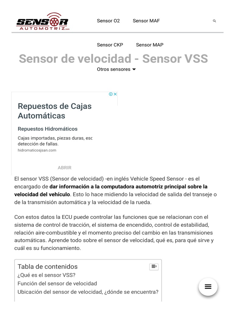 SENSOR VSS 】 Qué es, funcionamiento, ubicación, fallas y soluciones ...
