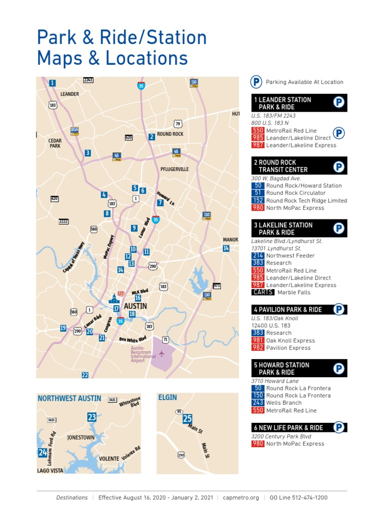 Park & Ride Locations Map | PDF | Land Transport | Passenger Rail Transport