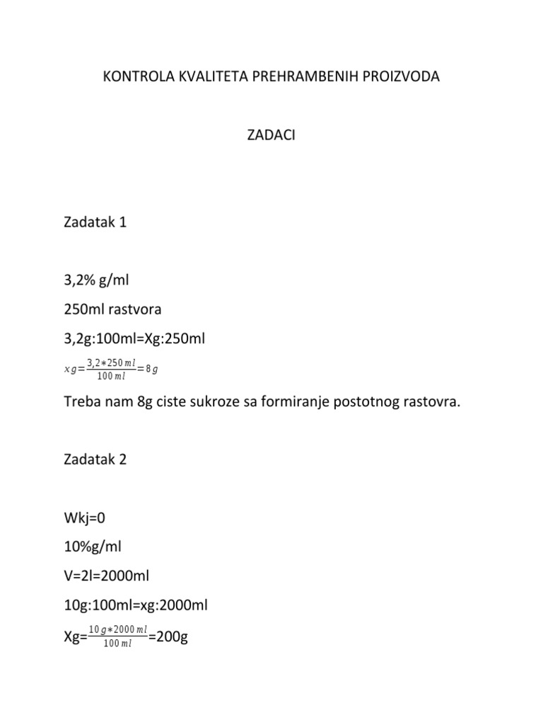 Kontrola Kvaliteta Prehrambenih Proizvoda | PDF