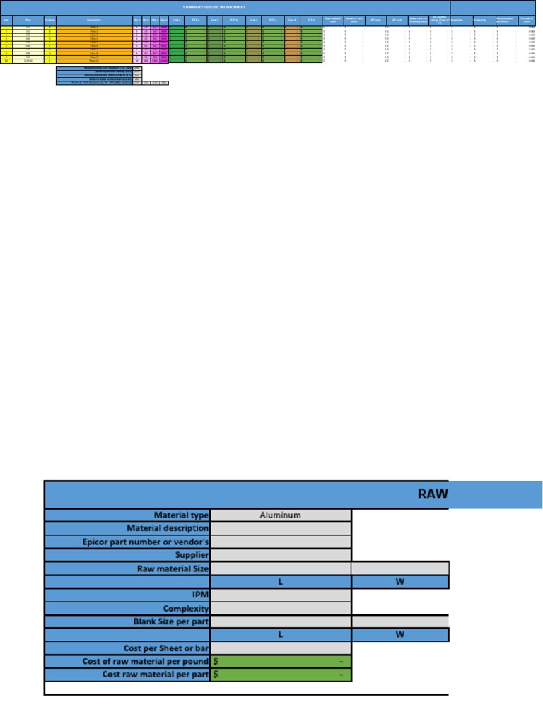 Template For Quoting Sheet Metal Parts | PDF | Sheet Metal | Welding