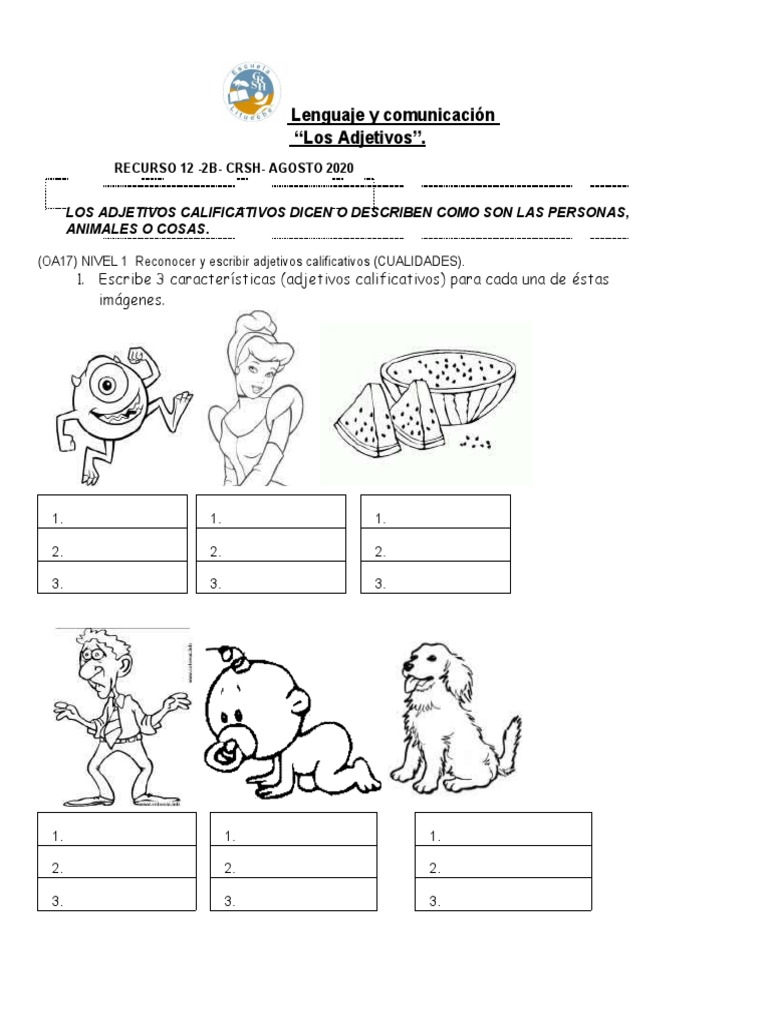Guia de Los Adjetivos calif.-2B-RECURSO12. | PDF