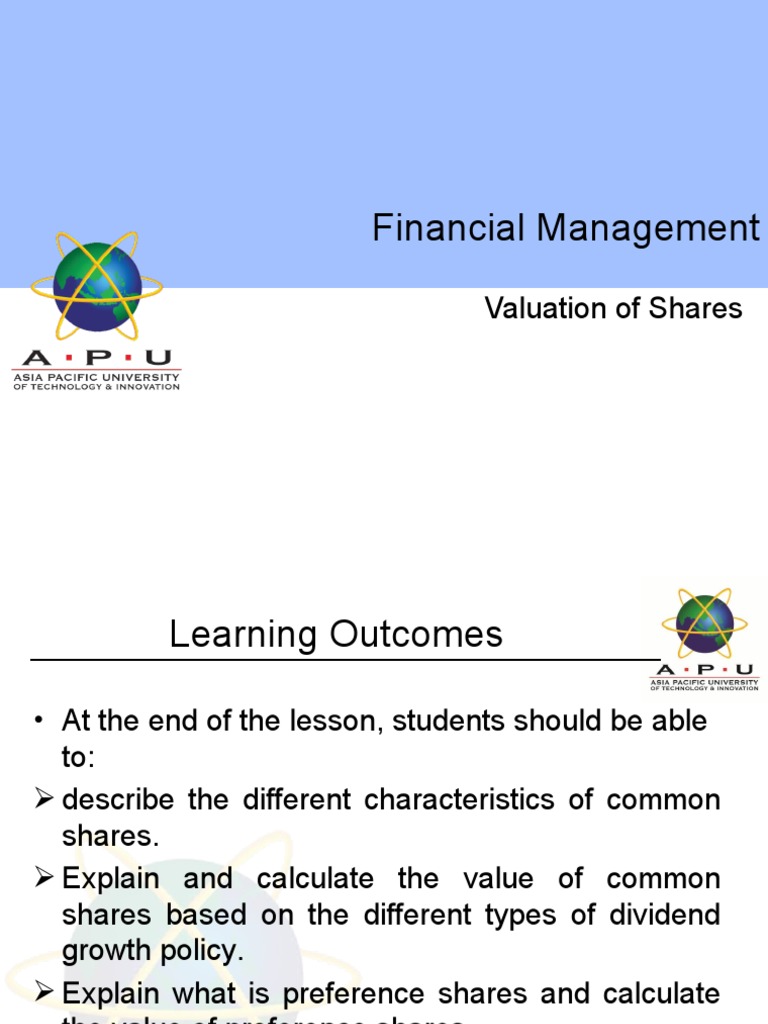 Valuing Common Shares and Dividends | PDF | Preferred Stock | Stocks