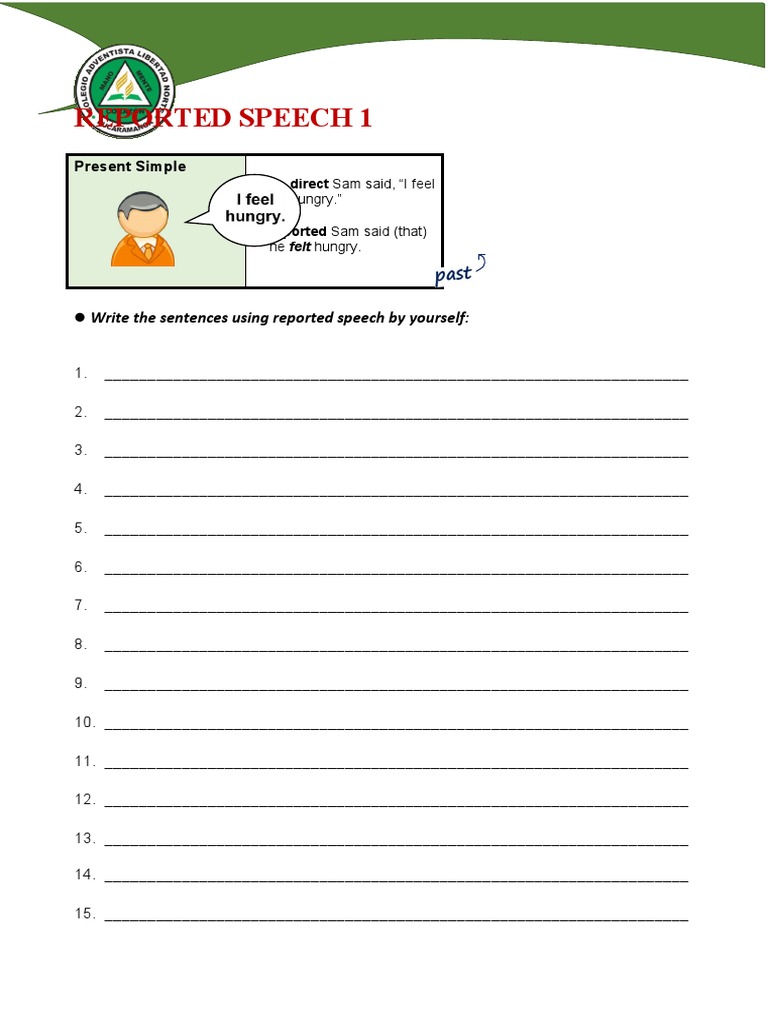 Worksheet Reported Speech | PDF