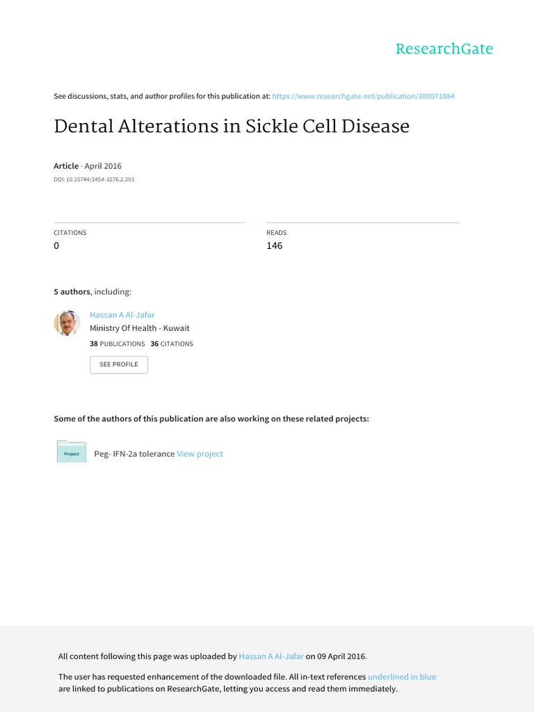 Dental Alterations in Sickle Cell Disease: April 2016 | PDF