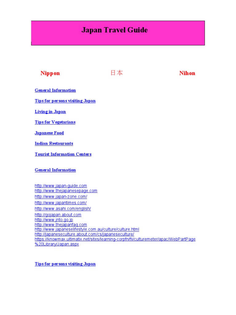 Japan Travel Guide: Nippon 日本 Nihon | PDF | Japanese Cuisine ...
