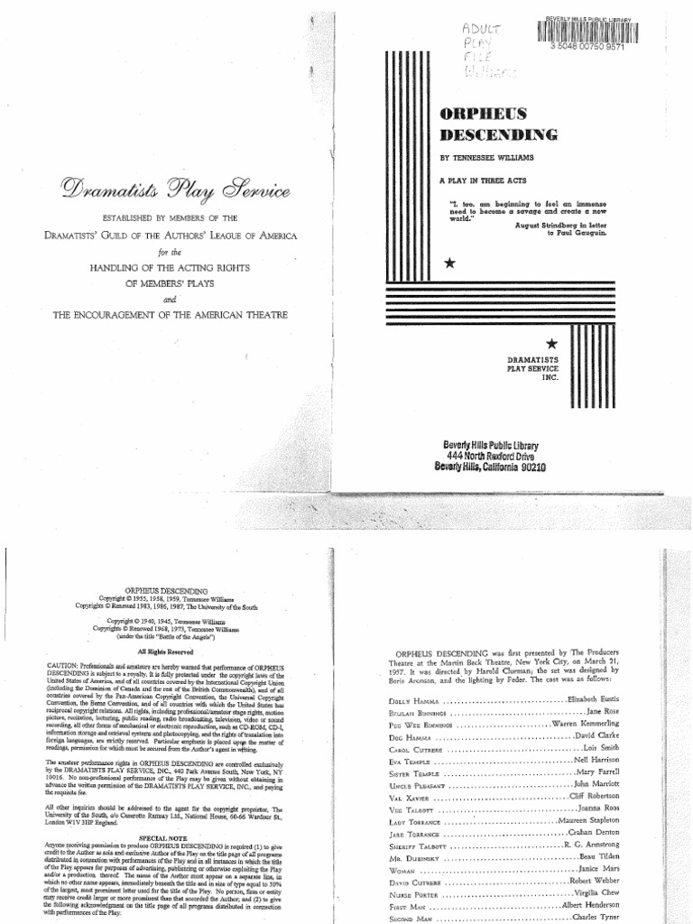 Orpheus Descending - TW PDF | PDF
