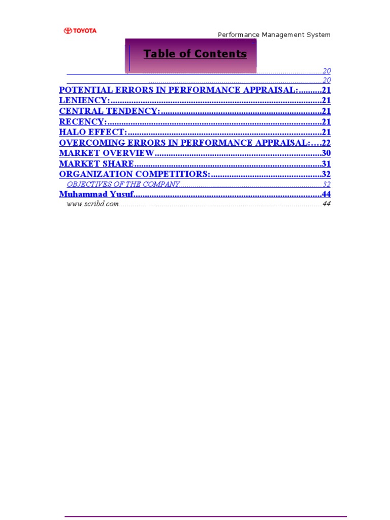 HRM (PMS) Toyota Motors | PDF