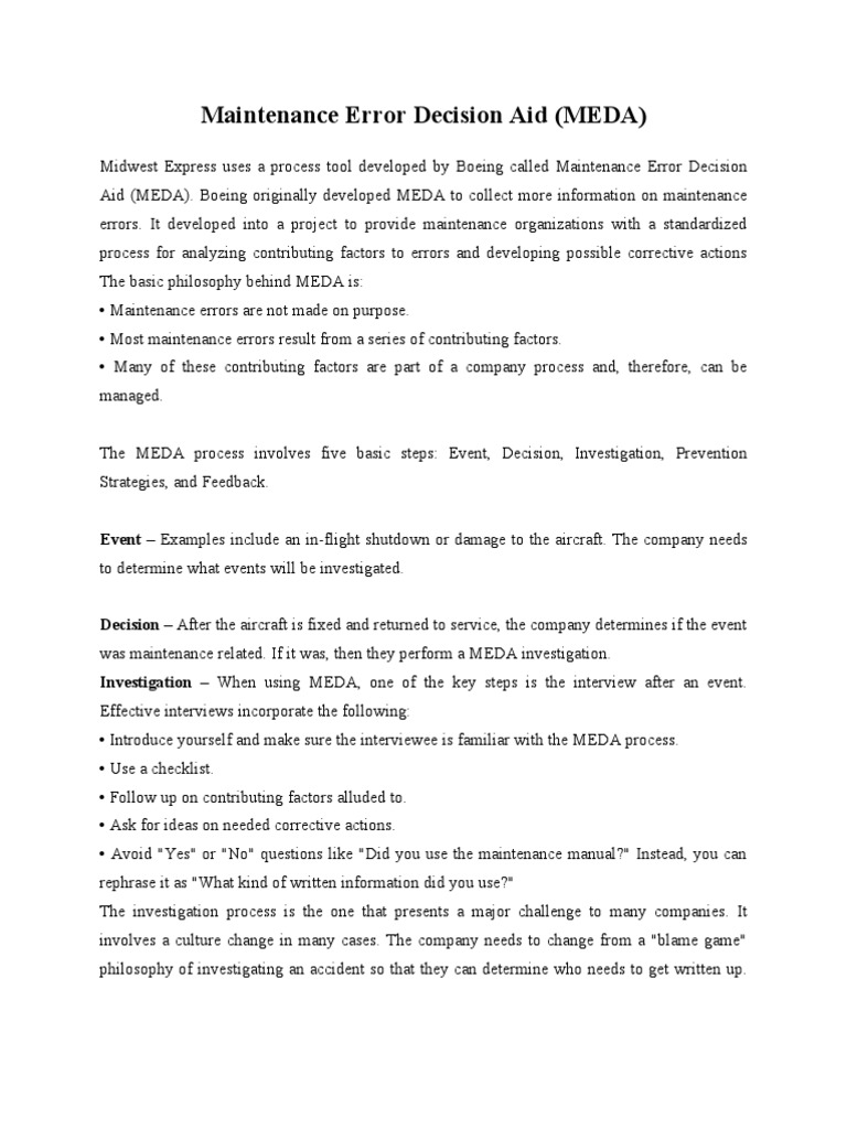 Maintenance Error Analysis Guide | PDF | Feedback | Causality