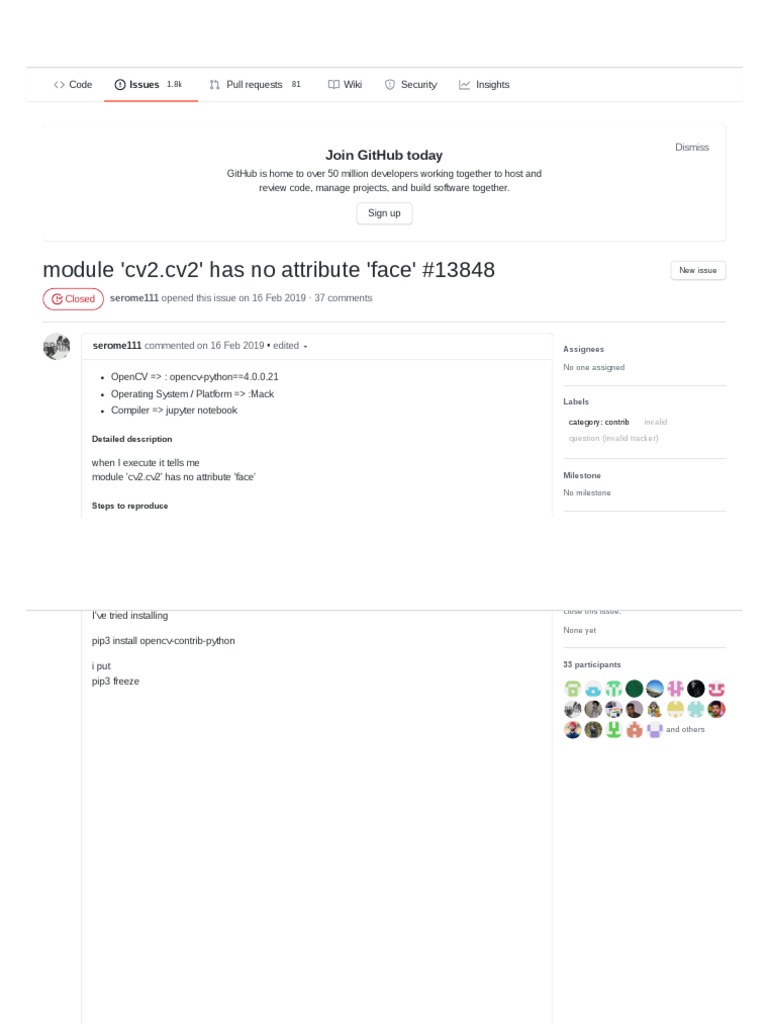 Module 'cv2.cv2' Has No Attribute 'Face' Issue #13848 Opencv - Opencv GitHub | PDF | Integrated ...