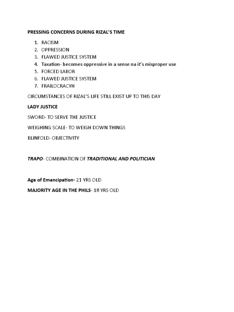 Pressing Concerns During Rizal | PDF | Social Science