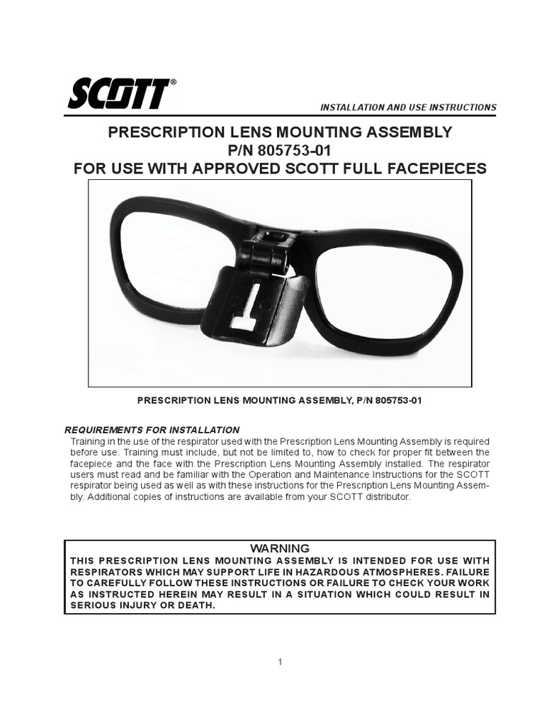 SCOTT Install Instructions SpecKit 805753 01 | PDF | Glasses | Lenses