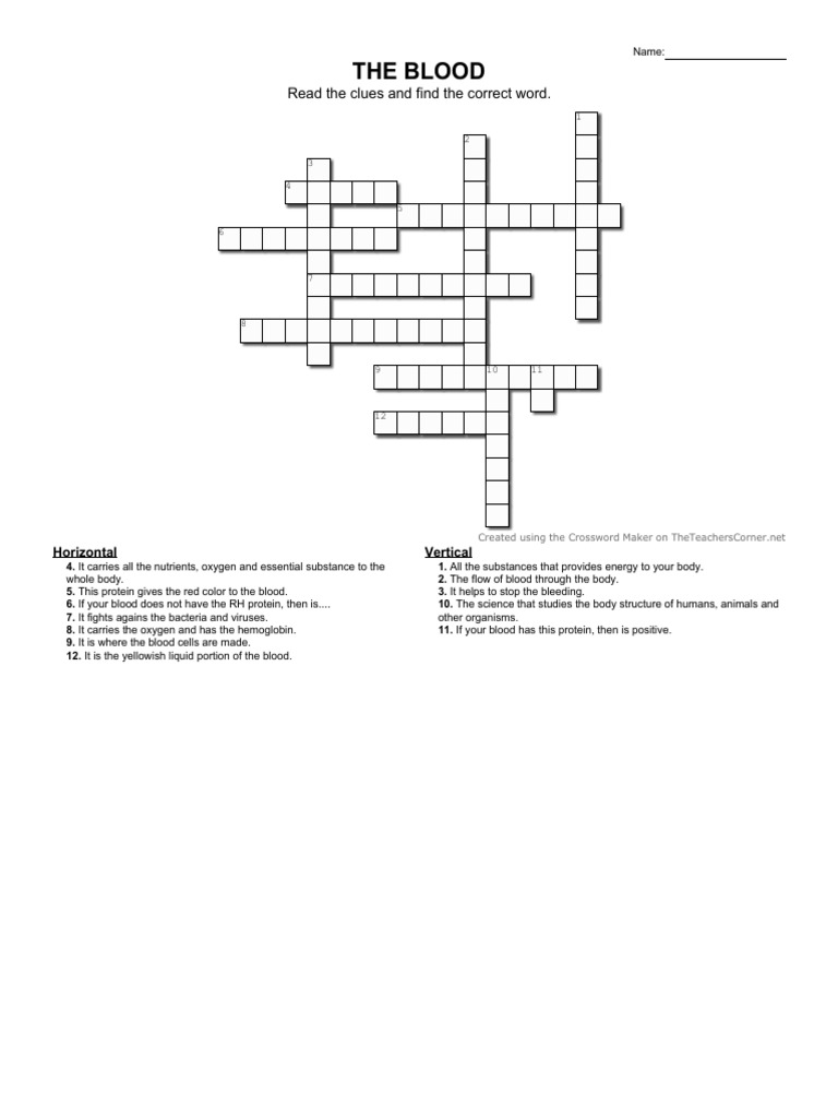 The Blood Crossword PDF | PDF