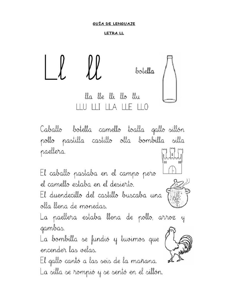 Guía de la letra LL para niños | PDF