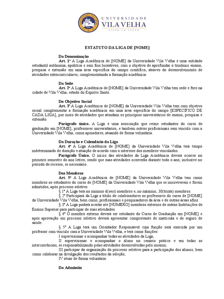 Documentos para Criação de Liga Acadêmica | PDF | Universidade | Ensino ...
